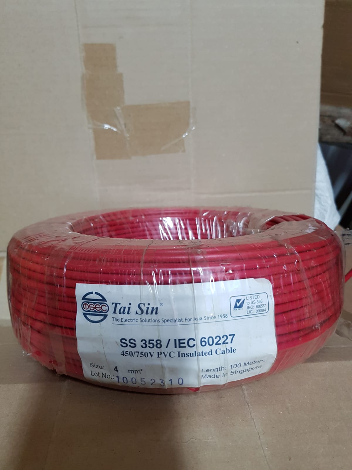 Tai Sin 4mm Pvc Cable 100mtrs (Red)